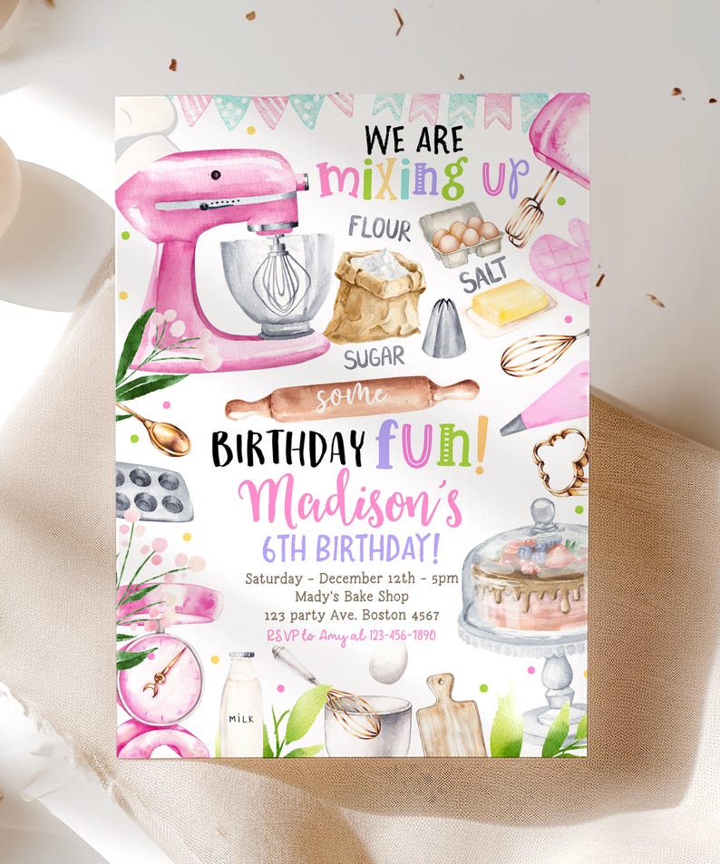 Editable Baking Birthday Invitation: Kitchen Cooking Party (digital) - Etsy