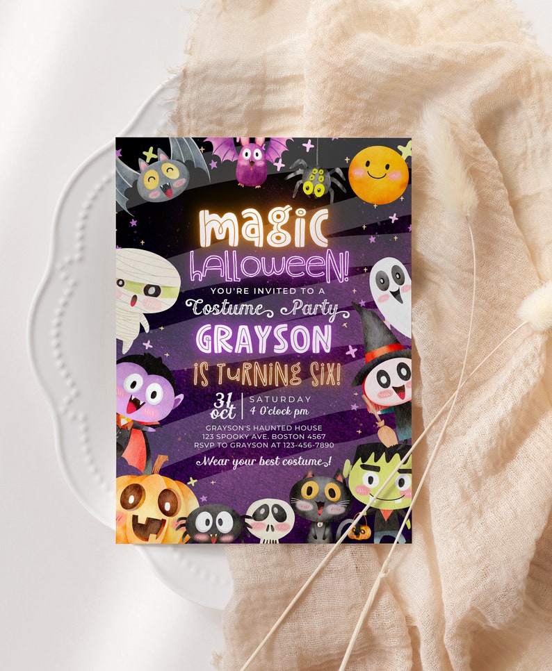 Editable Halloween Birthday Invitation, Spooktacular Kids Party ...