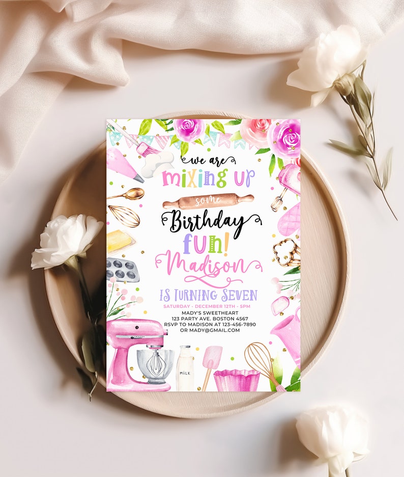Editable Baking Birthday Invitation: Kitchen Party Invite (digital ...