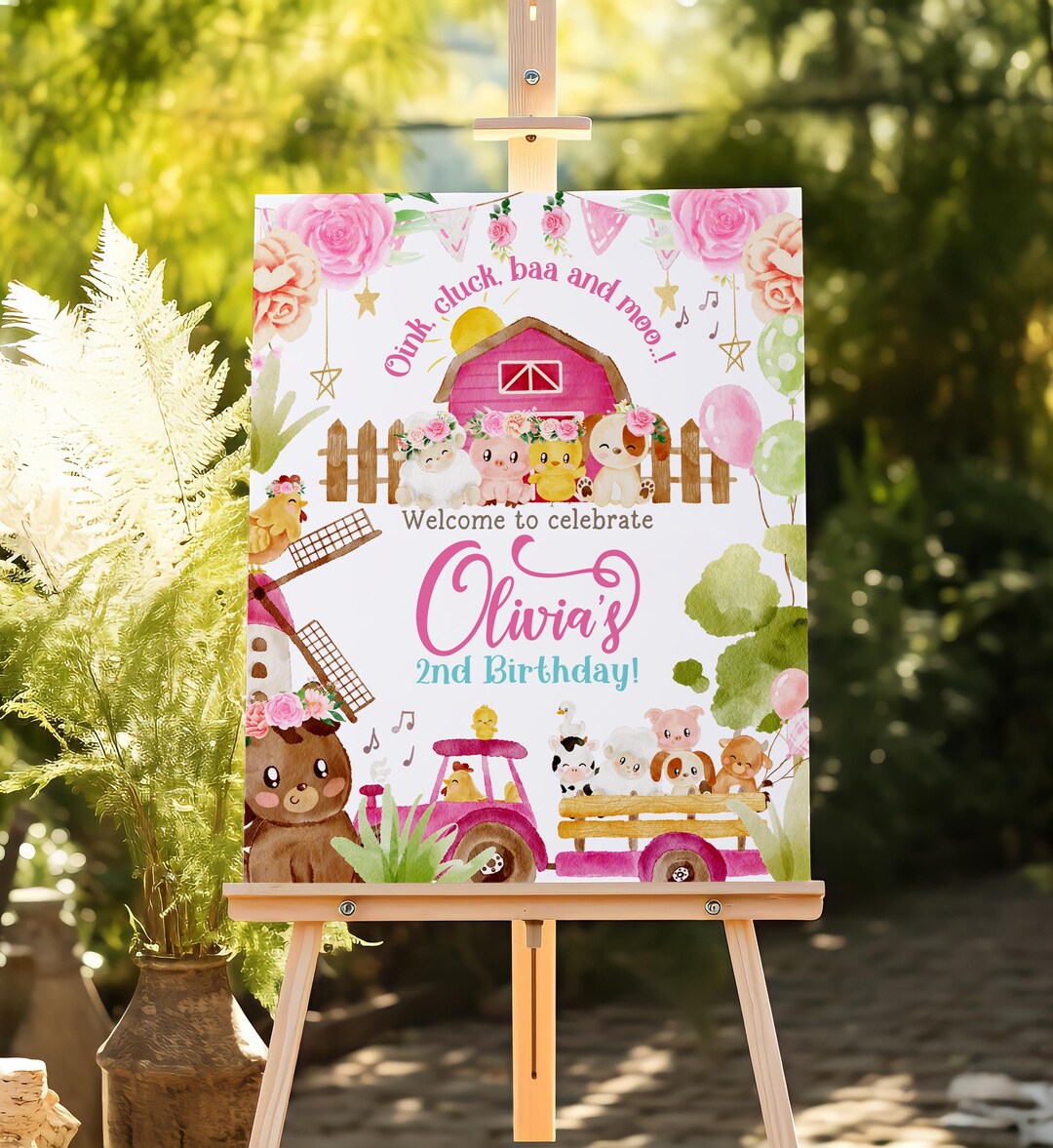 Farm Welcome Sign, Farm Birthday Welcome Sign, Farm Birthday Milestone ...