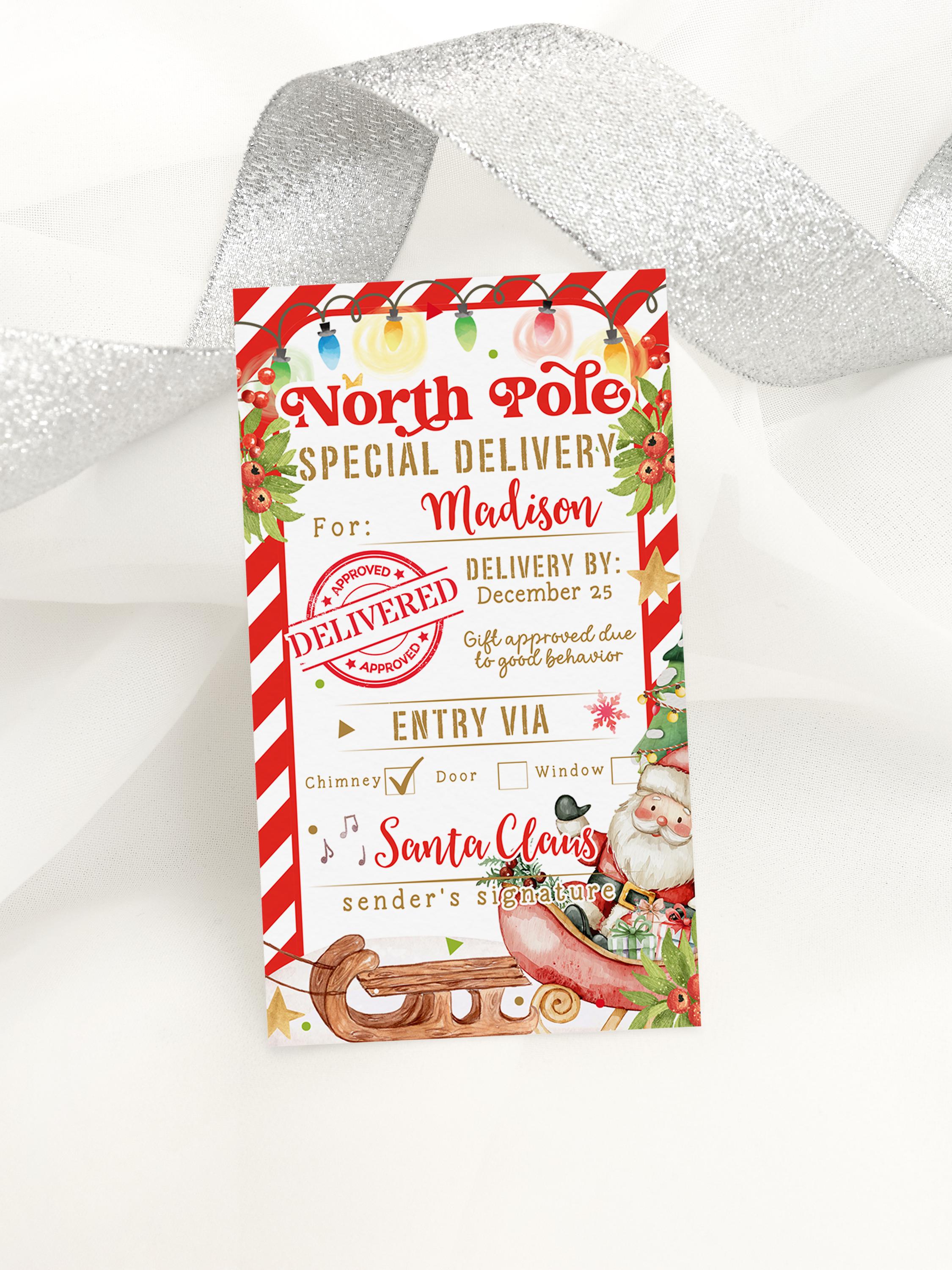 North Pole Special Delivery Gift Tags, Christmas Santa Gift Tags ...