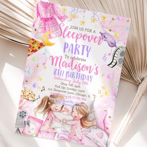 Editable Slumber Party Birthday Invitation: Sleepover Pajama Party ...