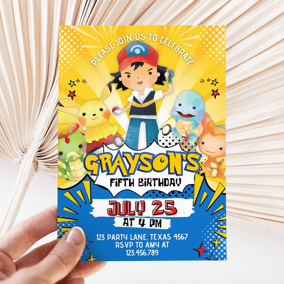 Editable Pokemon Pikachu Themed Birthday Invitation Perfect for Kids ...