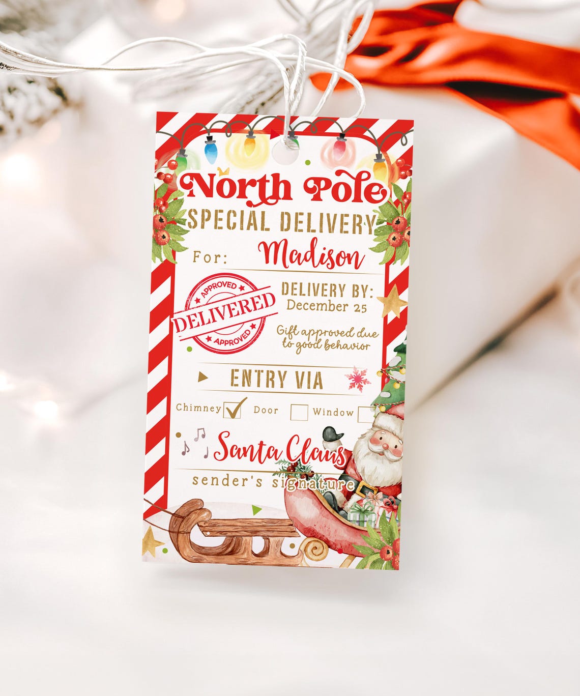 North Pole Special Delivery Gift Tags, Christmas Santa Gift Tags ...