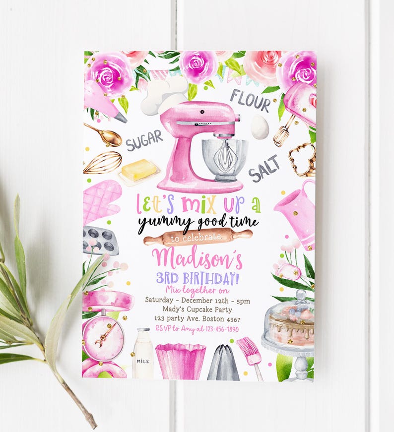 Editable Baking Birthday Invitation: Kitchen Party Invite (digital) - Etsy