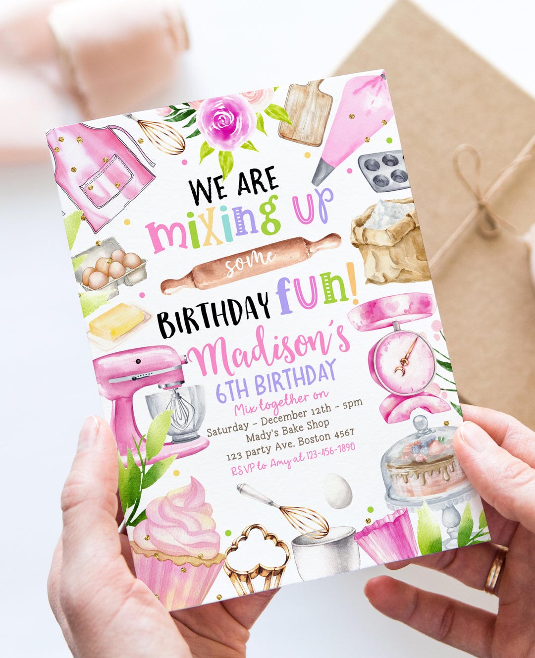 Editable Baking Birthday Invitation: Kitchen Party Invite (digital ...