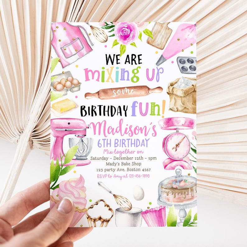 Editable Baking Birthday Invitation: Kitchen Party Invite (digital ...