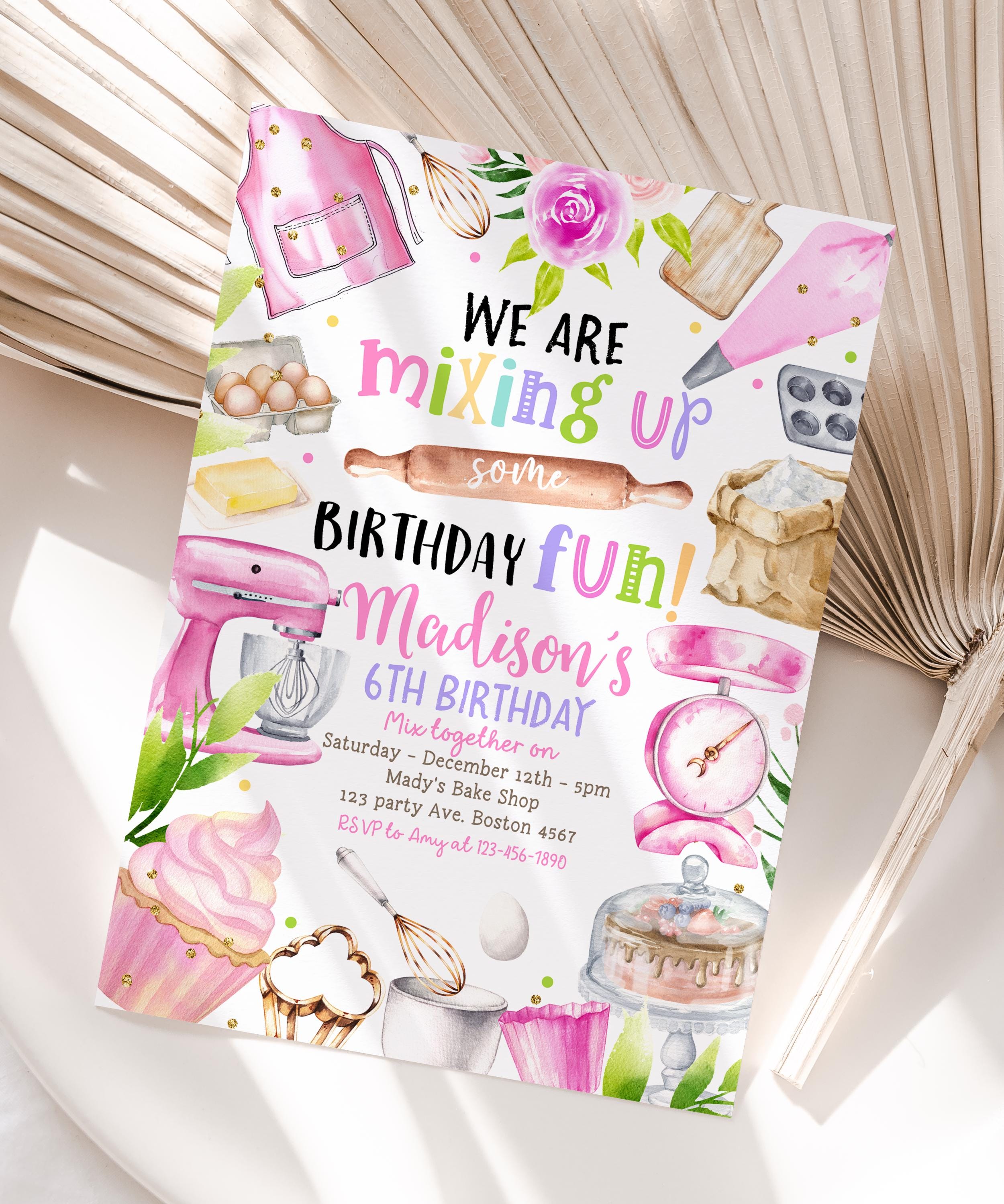 Editable Baking Birthday Invitation: Kitchen Party Invite (digital ...