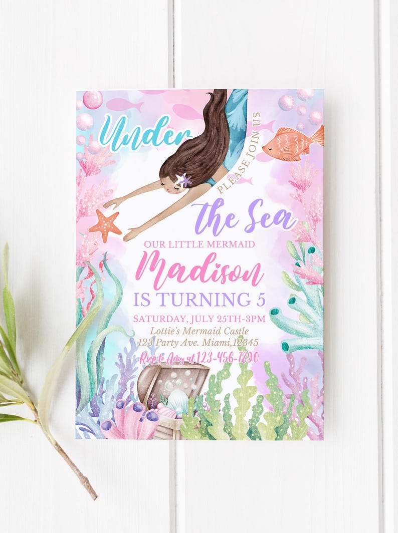 Editable Mermaid Birthday Invitation: Under the Sea Party (digital) - Etsy