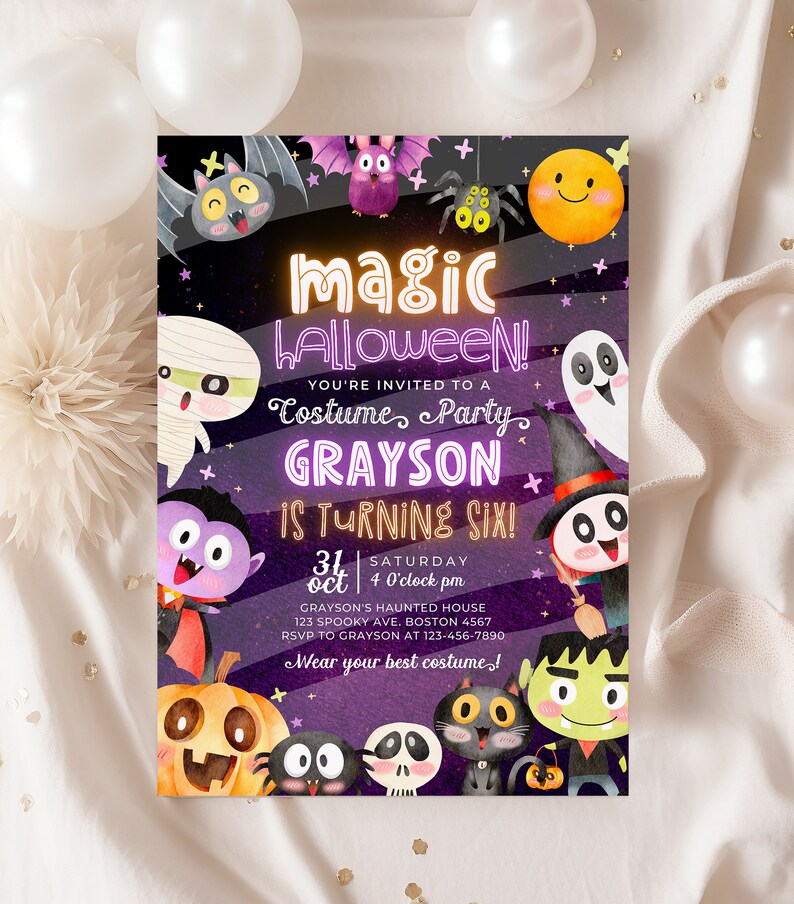 Editable Halloween Birthday Invitation, Spooktacular Kids Party ...