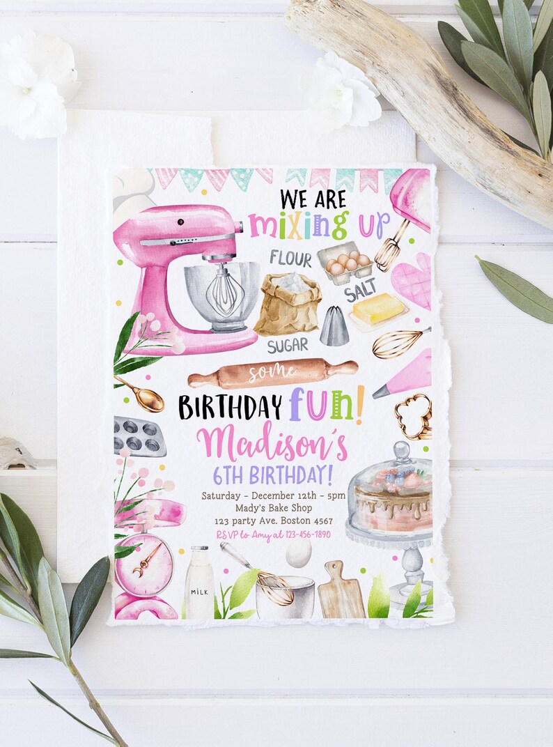 Editable Baking Birthday Invitation: Kitchen Cooking Party (digital) - Etsy
