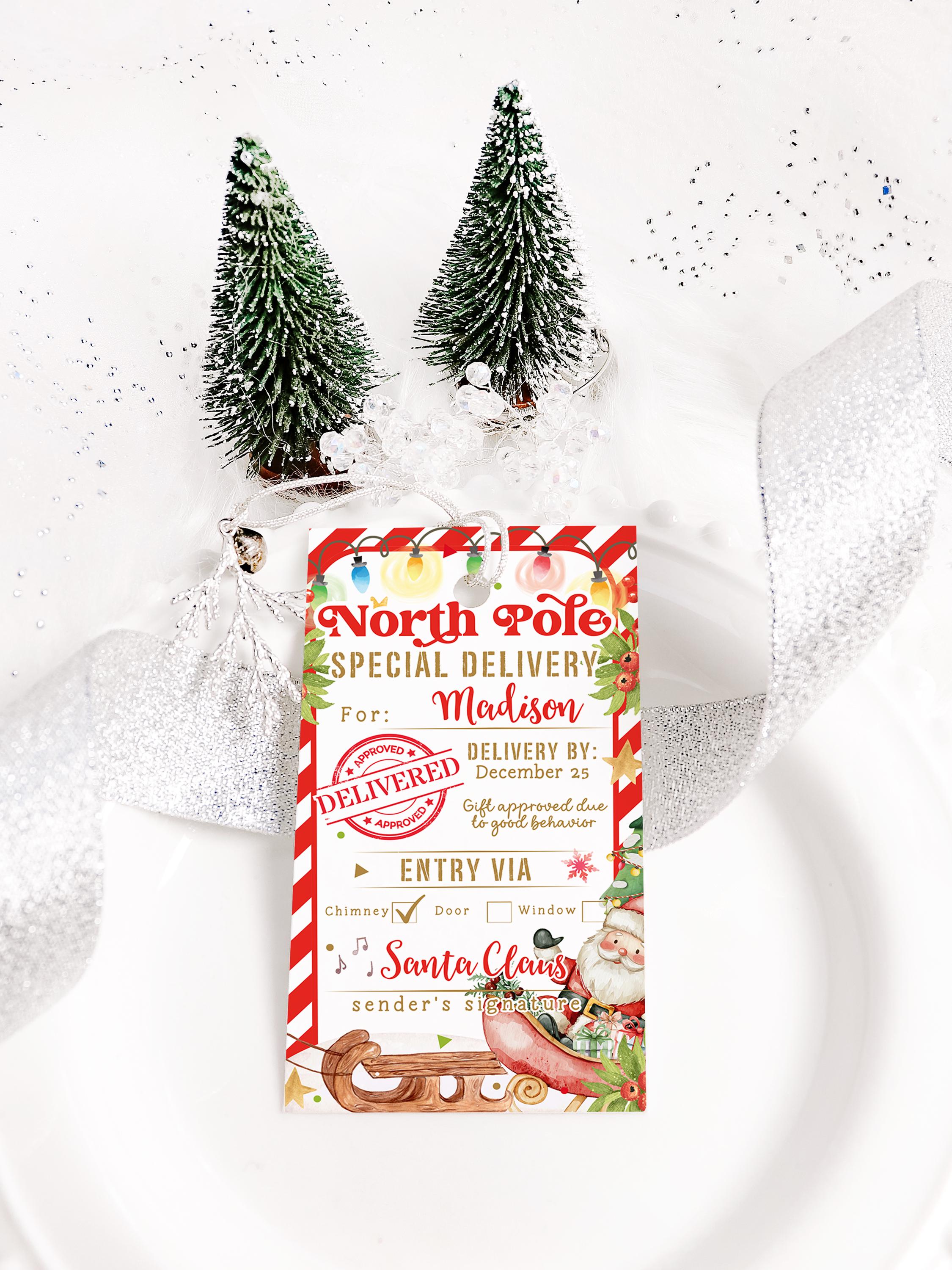 North Pole Special Delivery Gift Tags, Christmas Santa Gift Tags ...