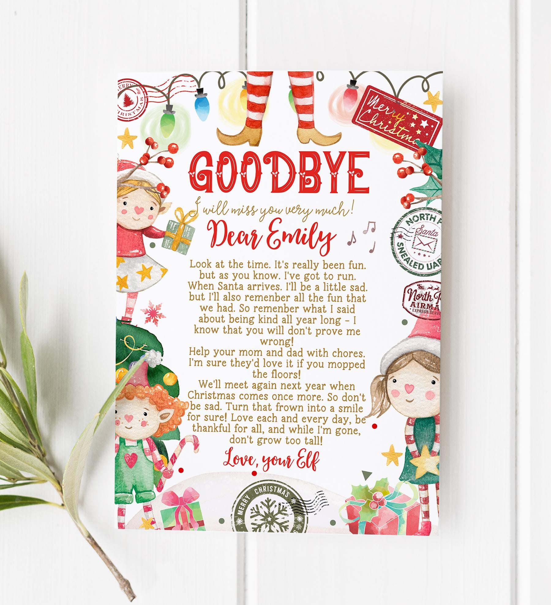 Elf Arrival Letter Elf Return Letter, Christmas Elf Welcome Letter Elf ...