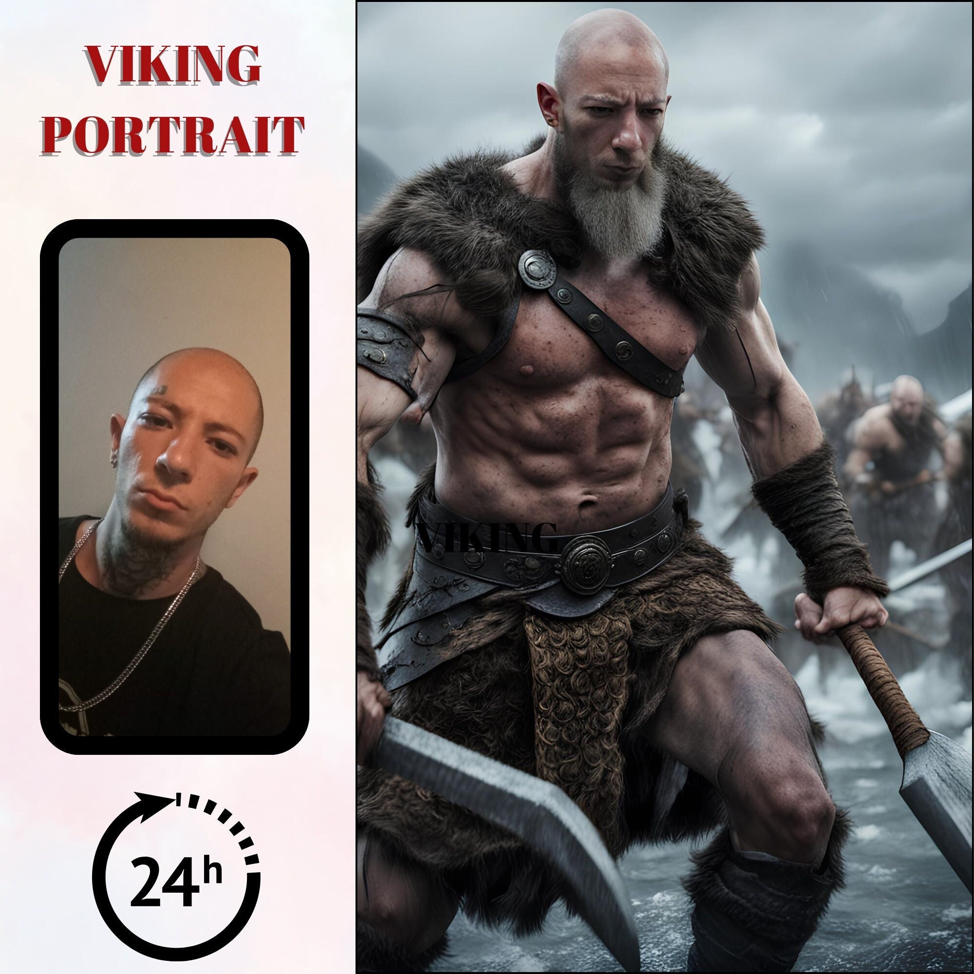 Custom Vıkıng Portrait From Photo, Custom Historical Viking Gifts for ...