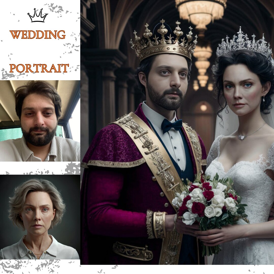Custom Royal Wedding Portrait From Photo Personalized Digital Oil ...