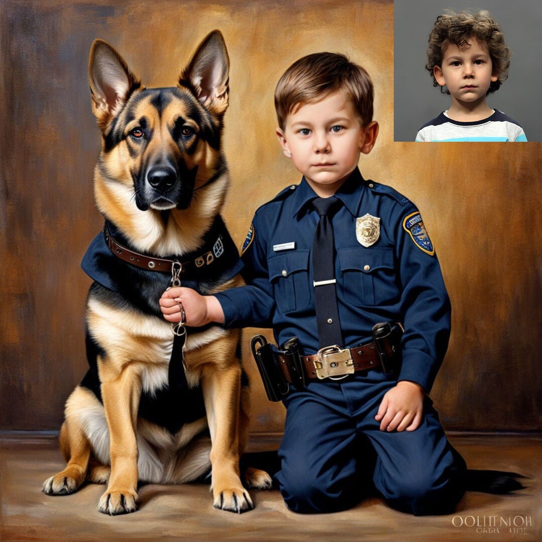 Custom Kids Sheriff Police Officer Portrait From Photo,custom Oil ...
