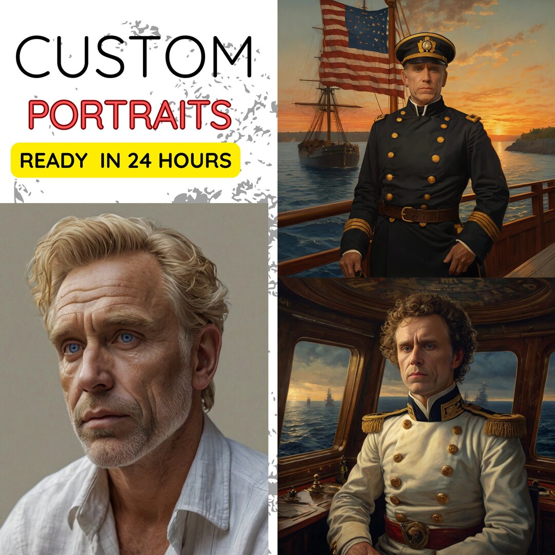 Custom Heroic Naval Admiral Portrait Personalized 8K Ultra-realistic ...