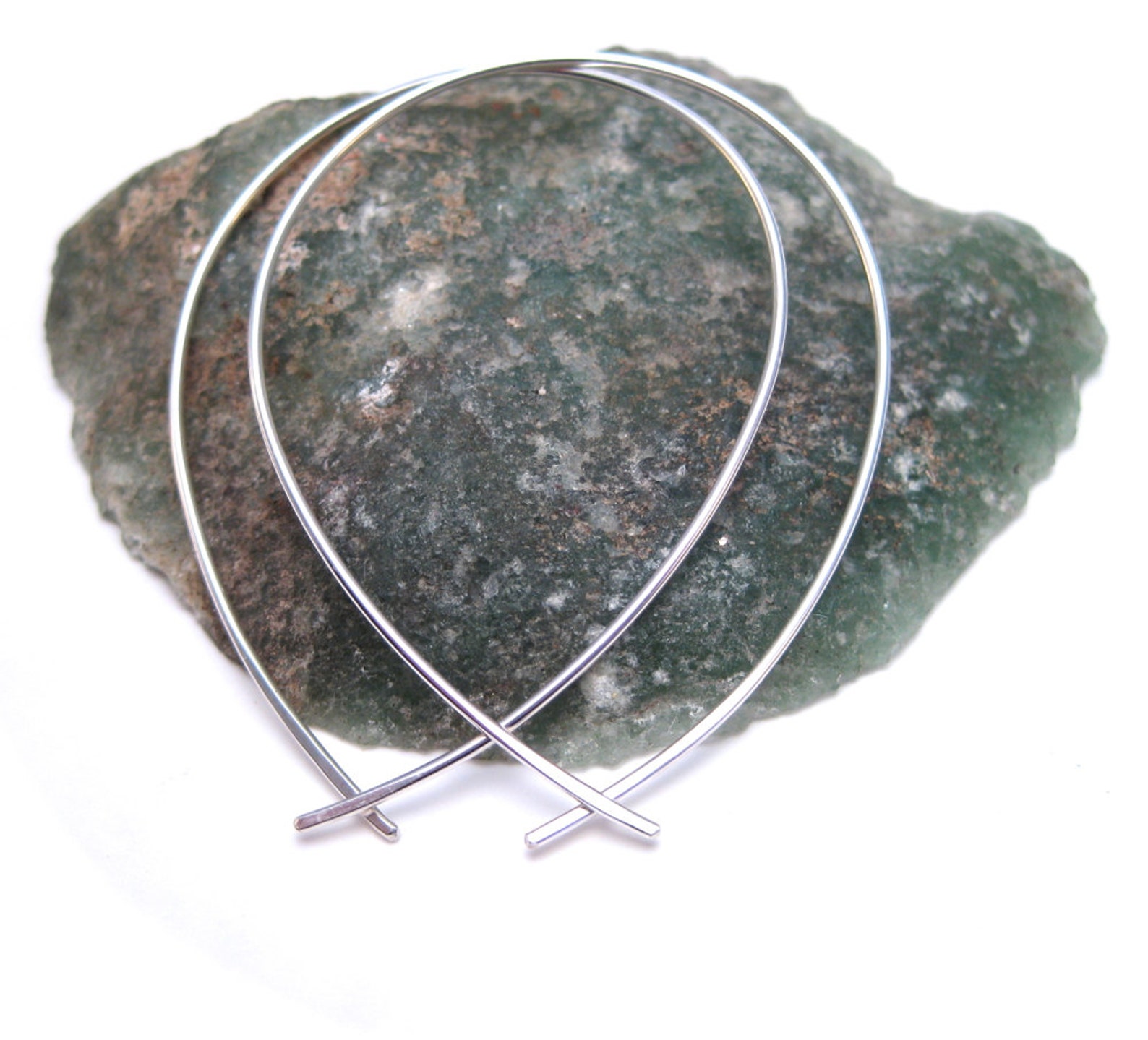 Large Silver Hoop Earrings Fish Shaped Hoops Handmade Wire Hoops - Etsy