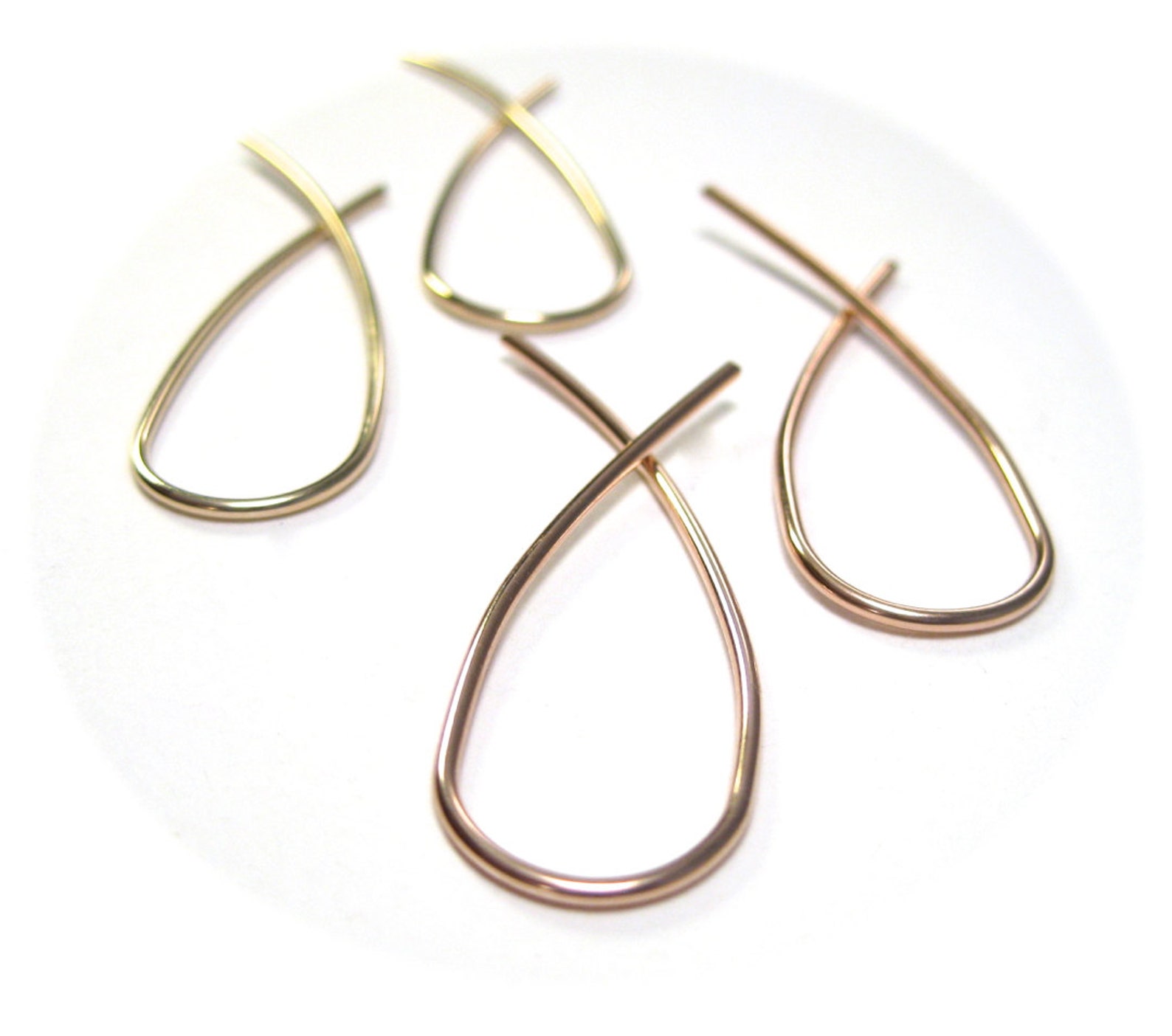 Modern Gold Hoops Thread Through Earrings Rose Gold Threader - Etsy