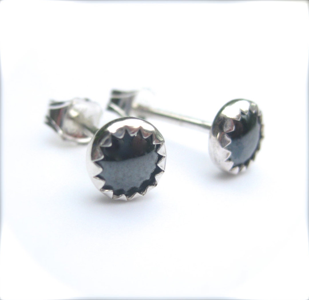 Hematite Stud Earrings, Gray Studs, Mens Stud Earrings, Hematite ...