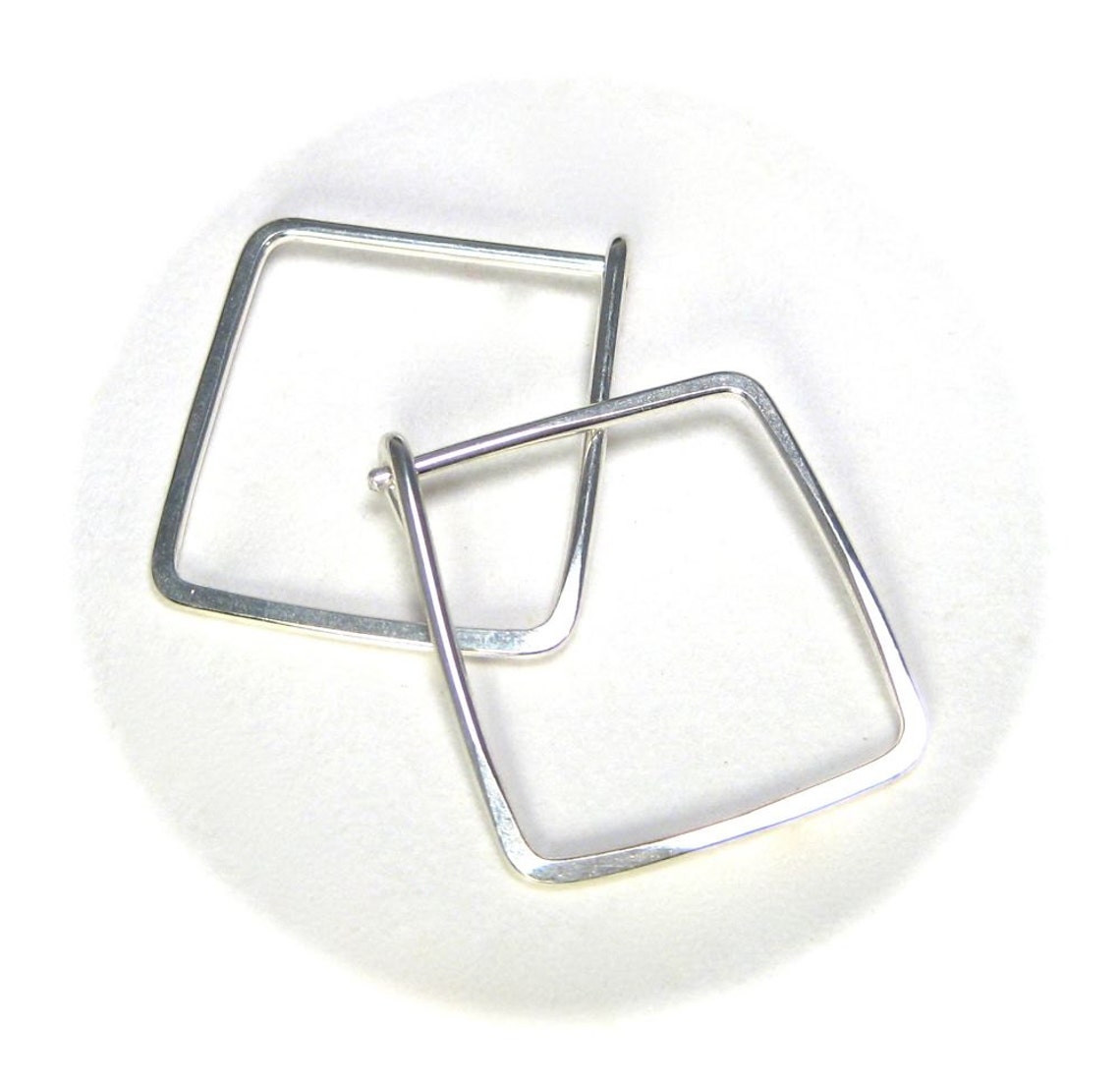 Square Hoop Earrings Medium Hoops Handmade Silver Jewelry | Etsy