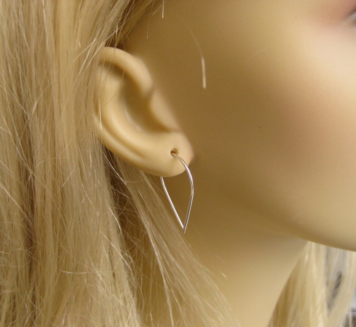 Medium Hoop Earrings Fish Shaped Hoops Silver Wire Hoops - Etsy