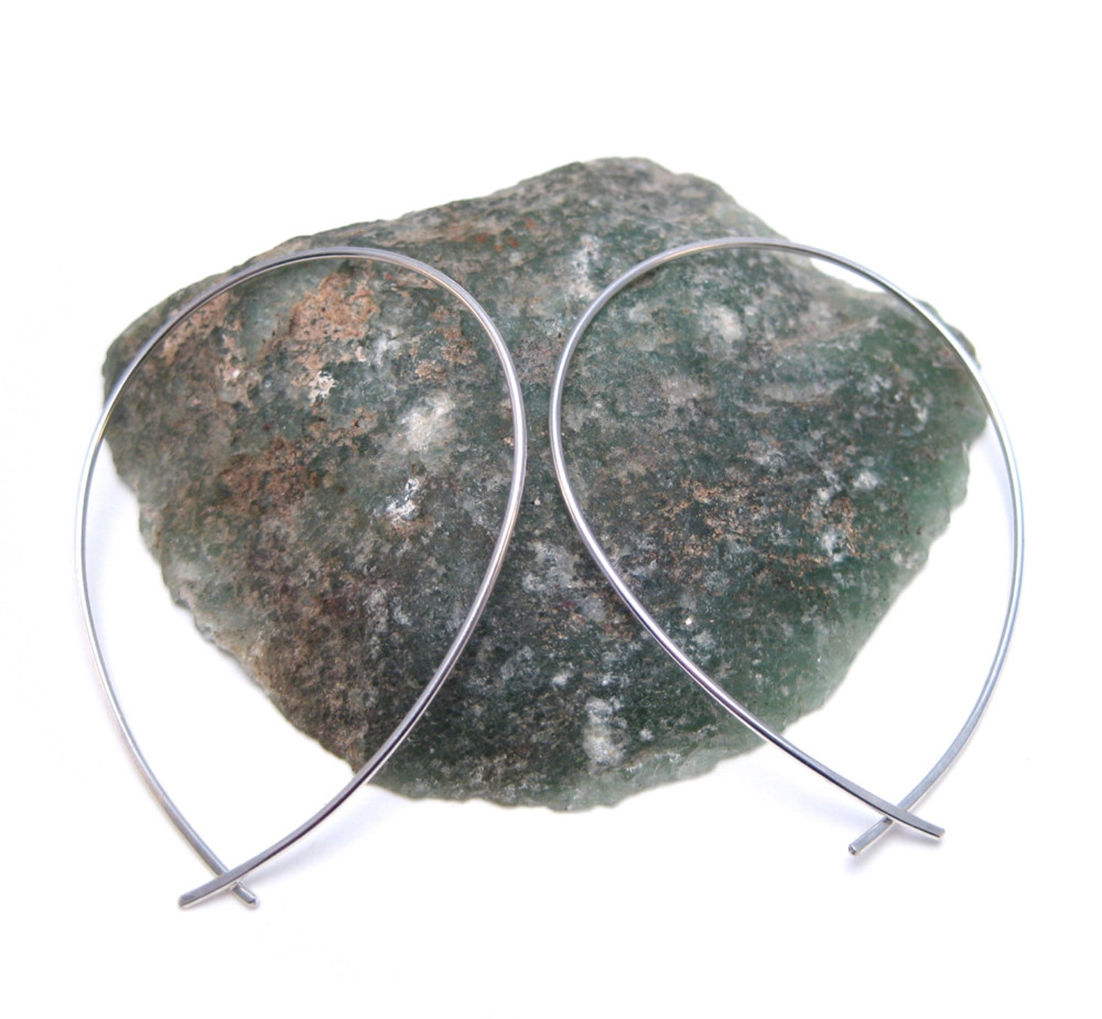 Large Silver Hoop Earrings Fish Shaped Hoops Handmade Wire Hoops - Etsy