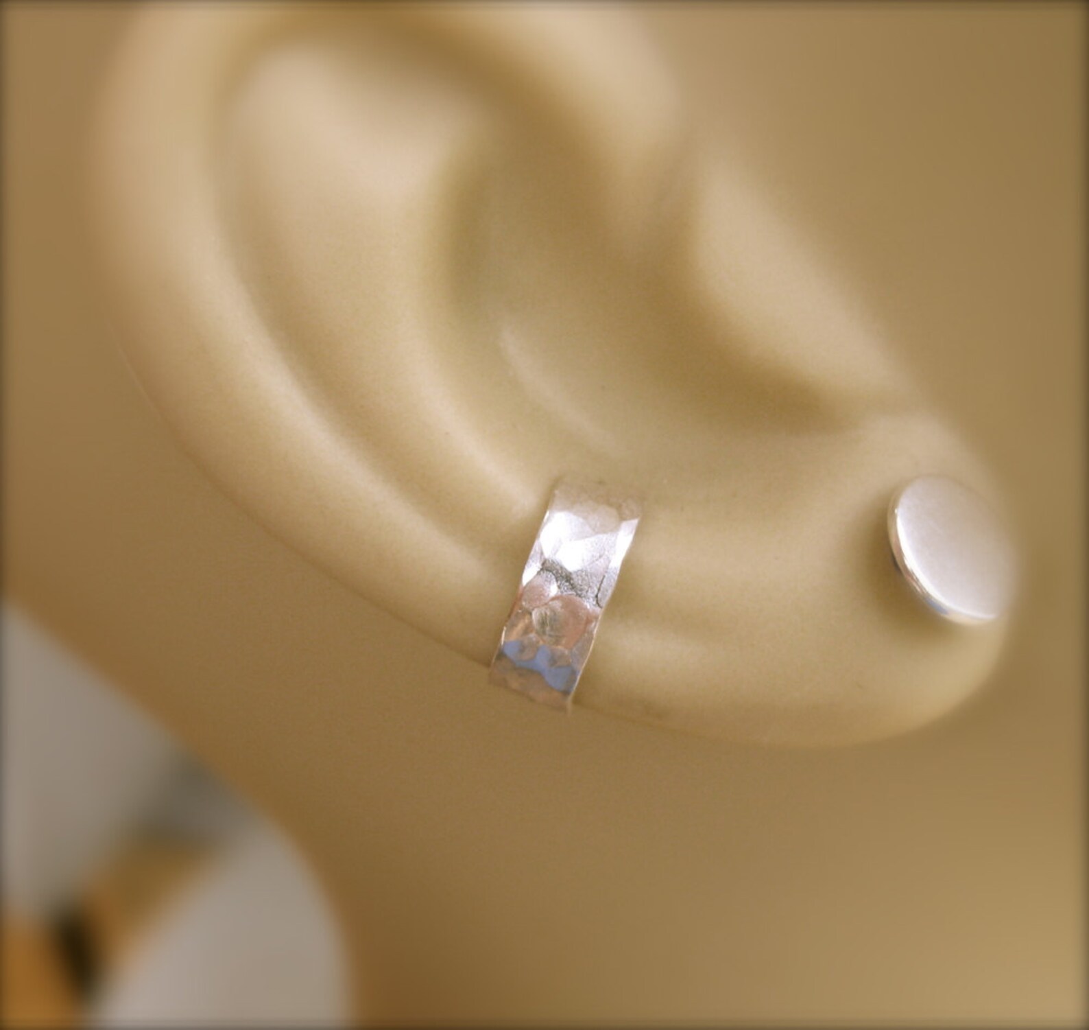 Wide Ear Cuff Hammered Silver Ear Cuff Wide Ear Cuff Etsy