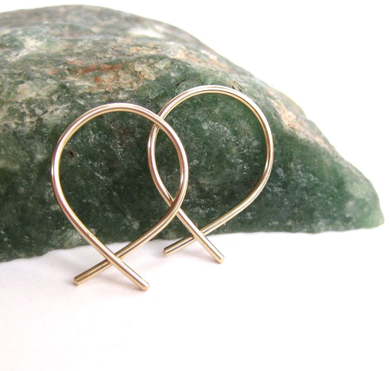 Small Gold Hoop Earrings Fish Shaped Hoops Gold Wire Hoops - Etsy