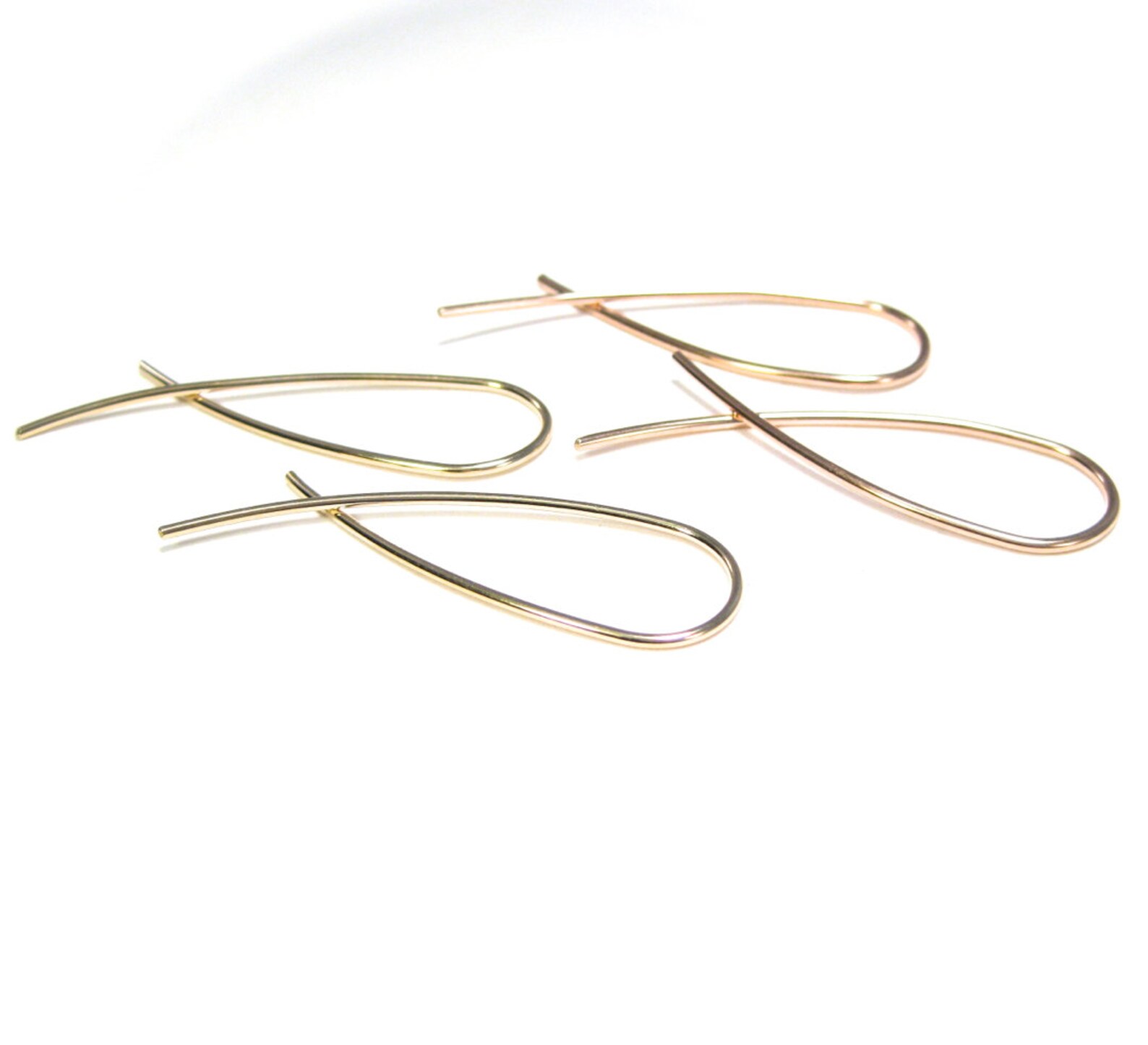 Modern Gold Hoops Thread Through Earrings Rose Gold Threader - Etsy