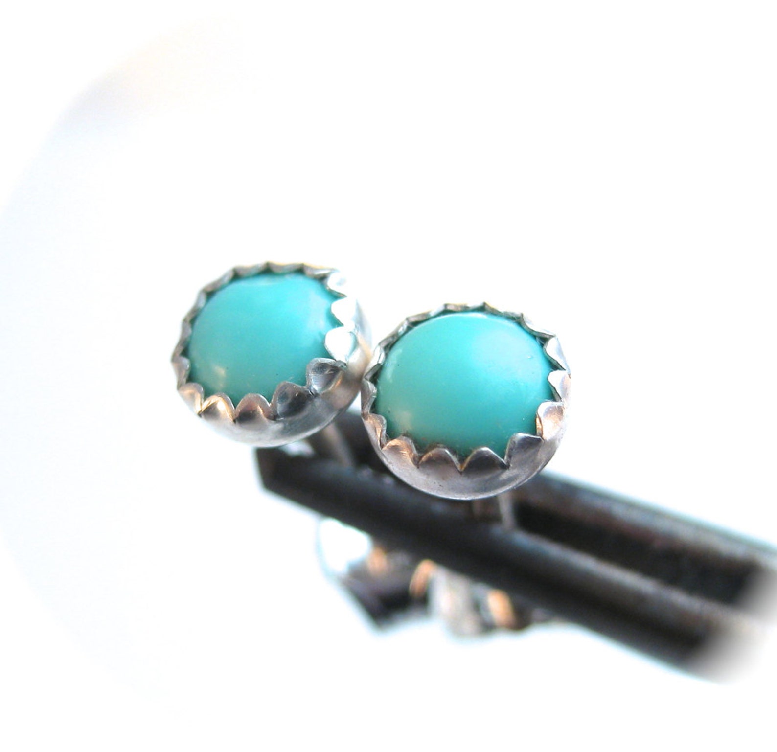 Small Turquoise Earrings Studs 4mm Round Gemstone - Etsy