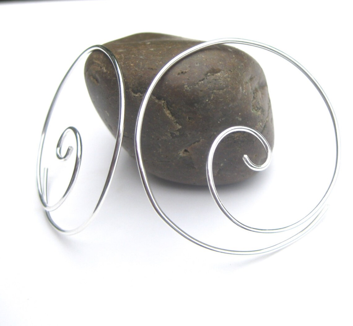 Sterling Silver Spiral Hoops- Handmade Wire Hoop Earrings, Thin Silver ...