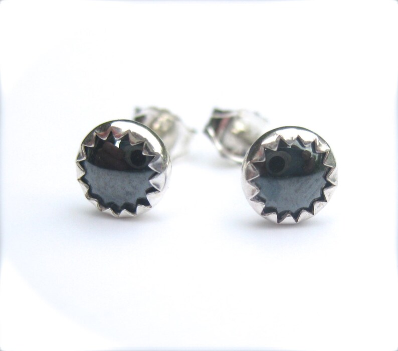 Hematite Stud Earrings, Gray Studs, Mens Stud Earrings, Hematite ...