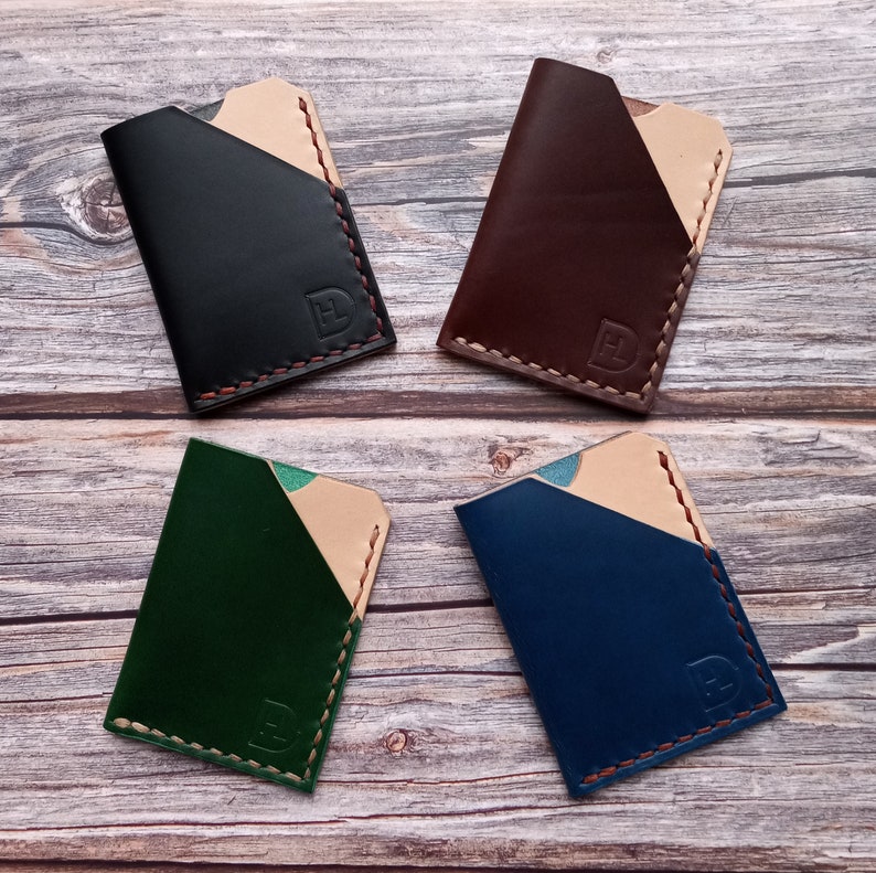 Blue Premium Italian Buttero Full Grain Tanned Leather Minimalist ...