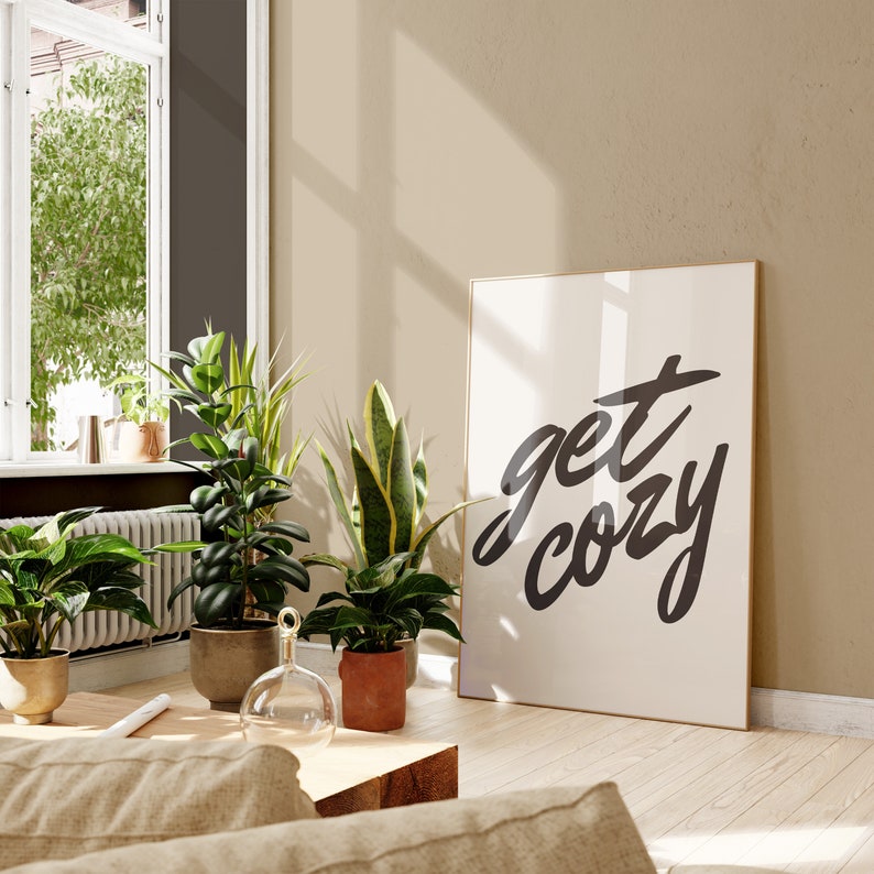 Trendy Get Cozy Art Print Aesthetic Guest Bedroom Wall Art Decor Trendy ...