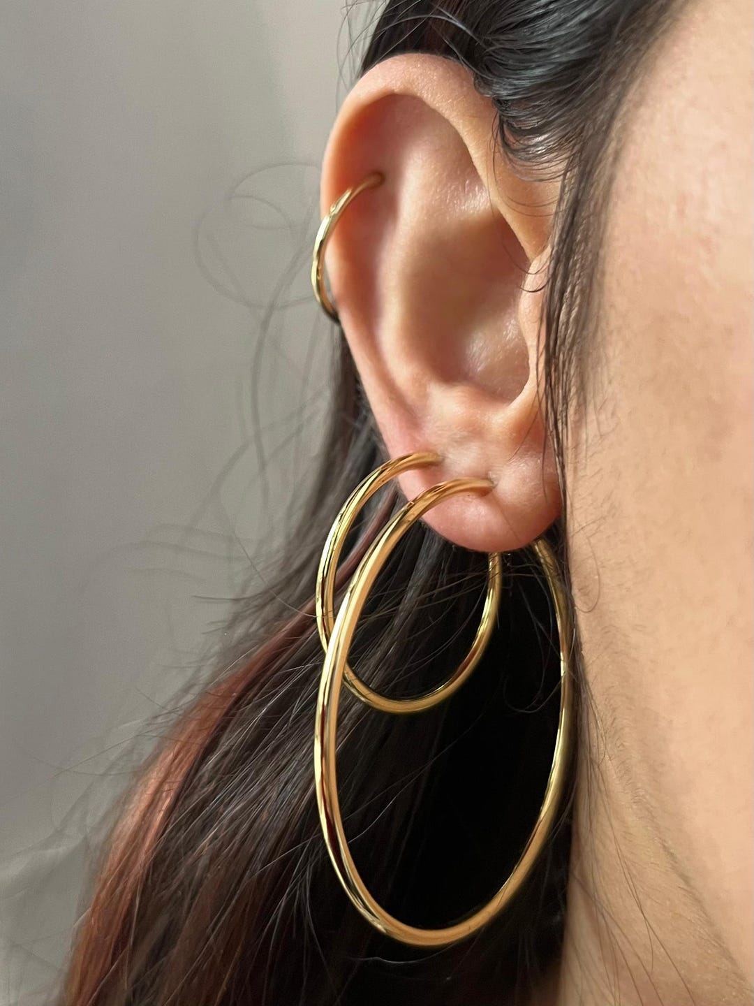 Clip on Hoop Earrings,cuff-clips Earring,non Pierced Ear,large Hoop ...
