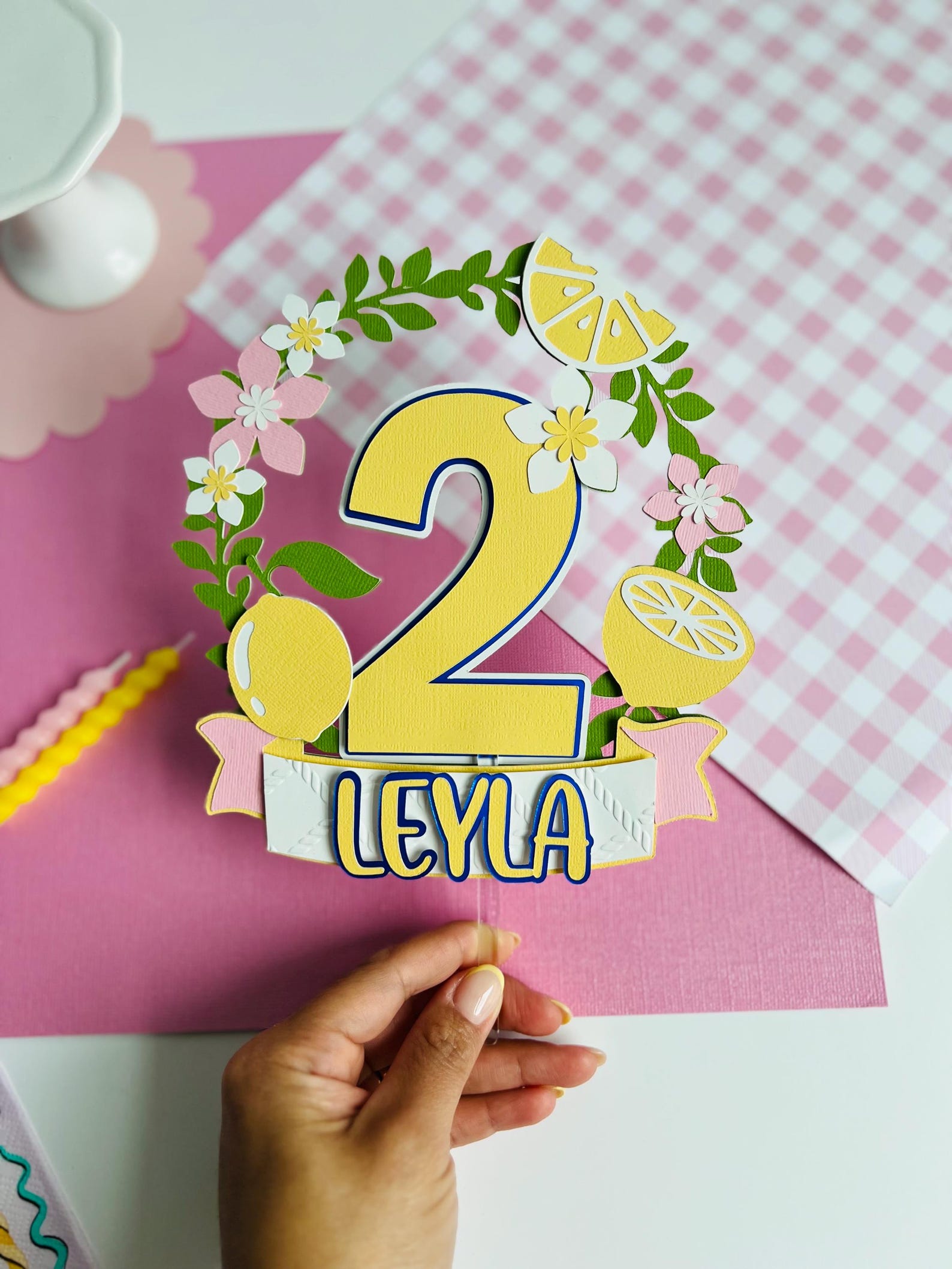 Lemon Birthday Cake Topper, Floral Baby Shower Topper, Summer Party ...