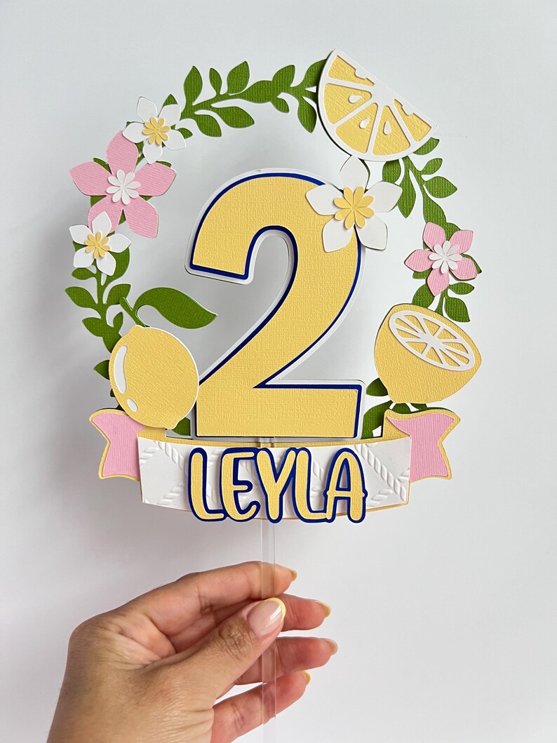 Lemon Birthday Cake Topper, Floral Baby Shower Topper, Summer Party ...