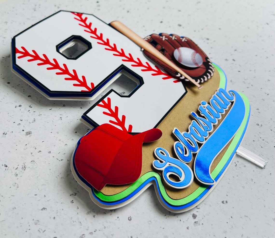 Baseball Cake Topper Custom – Personalized Party Decoration for Kids ...