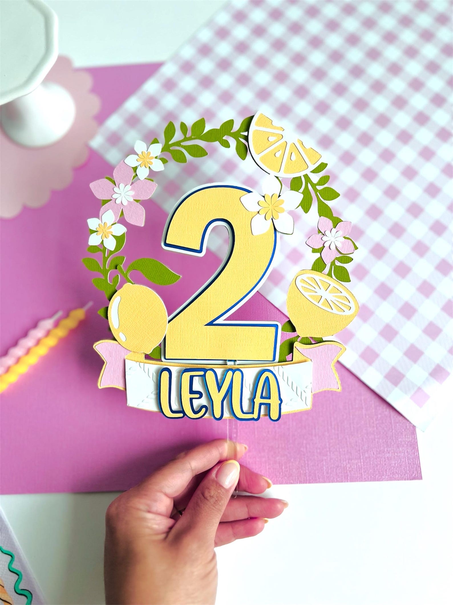 Lemon Birthday Cake Topper, Floral Baby Shower Topper, Summer Party ...