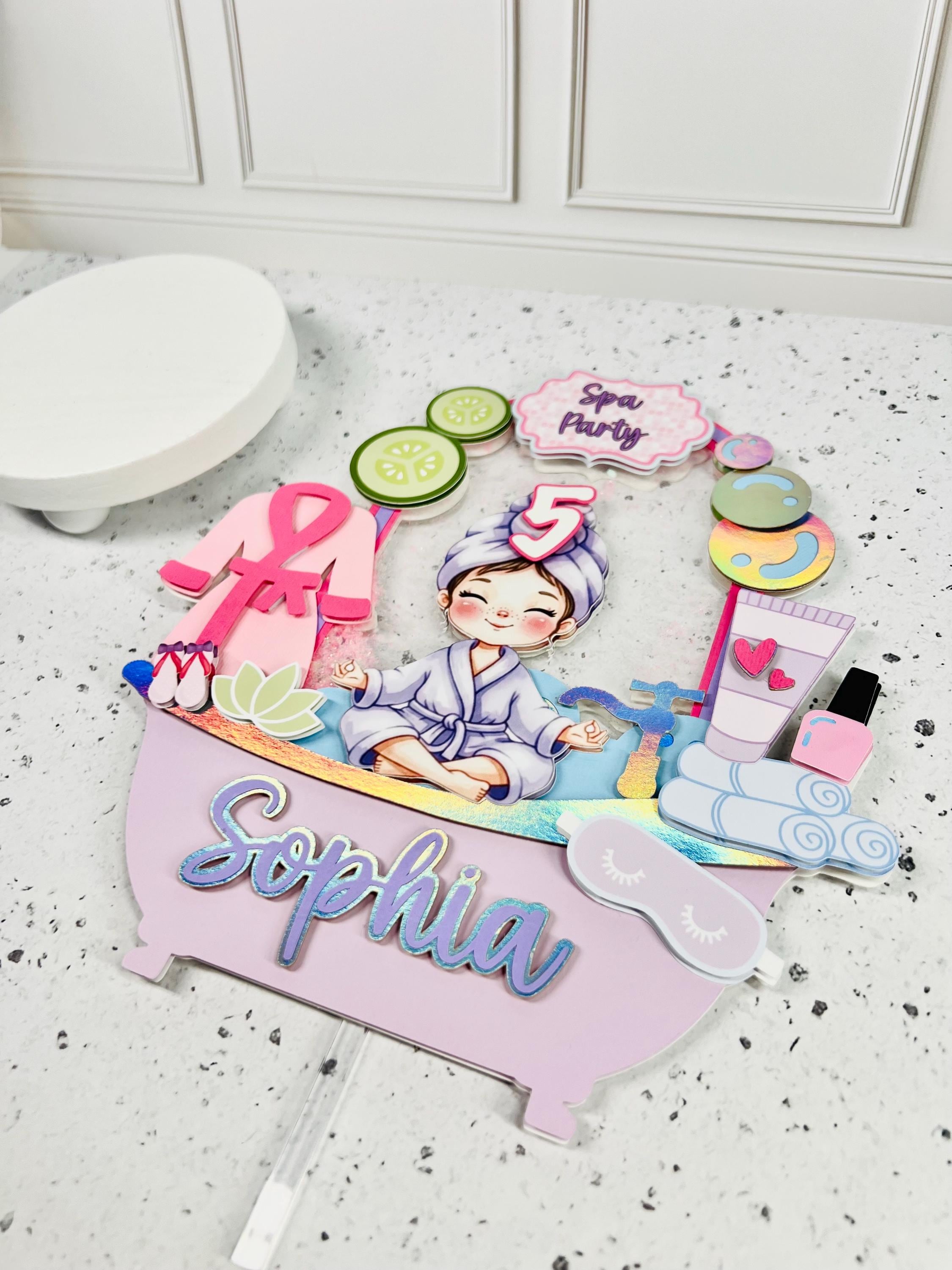 Personalized Spa Party Cake Topper, Girl's Birthday Decoration - Etsy