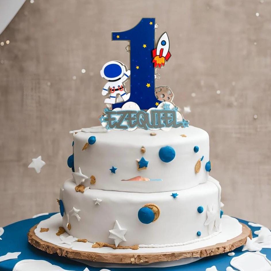 Astronaut Cake Topper: First Trip Around the Sun, Space Theme - Etsy