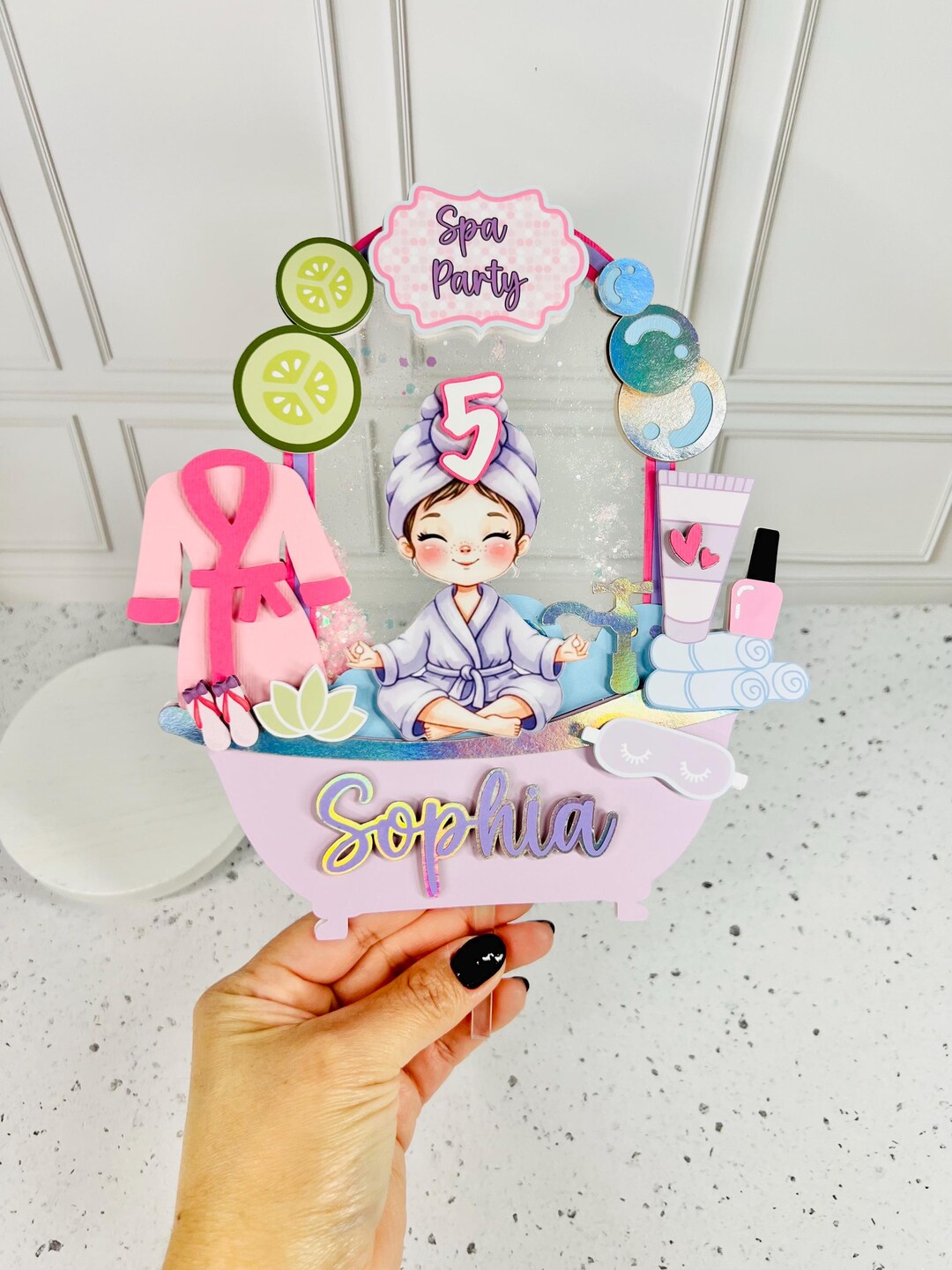 Personalized Spa Party Cake Topper, Girl's Birthday Decoration - Etsy