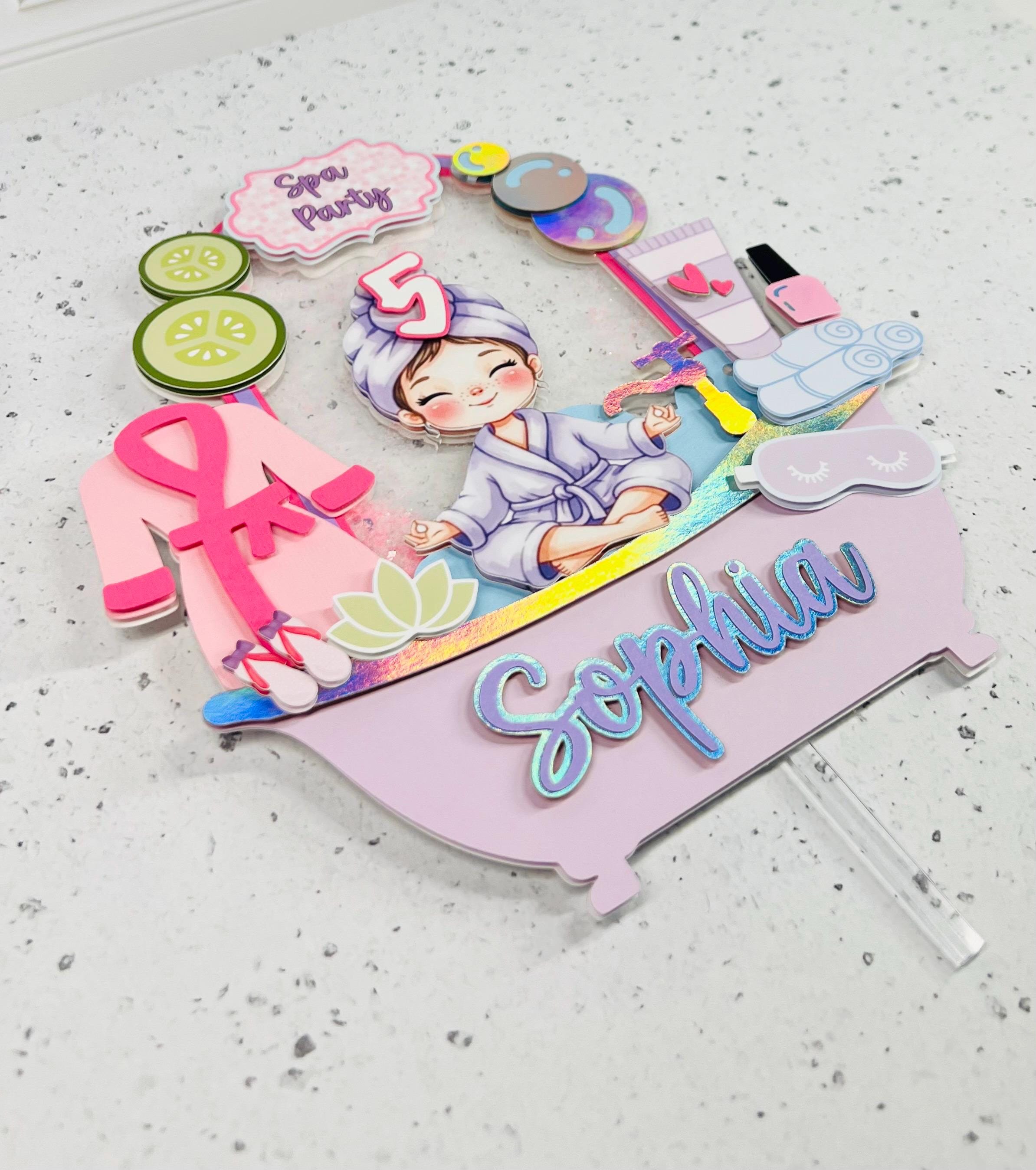 Personalized Spa Party Cake Topper, Girl's Birthday Decoration - Etsy