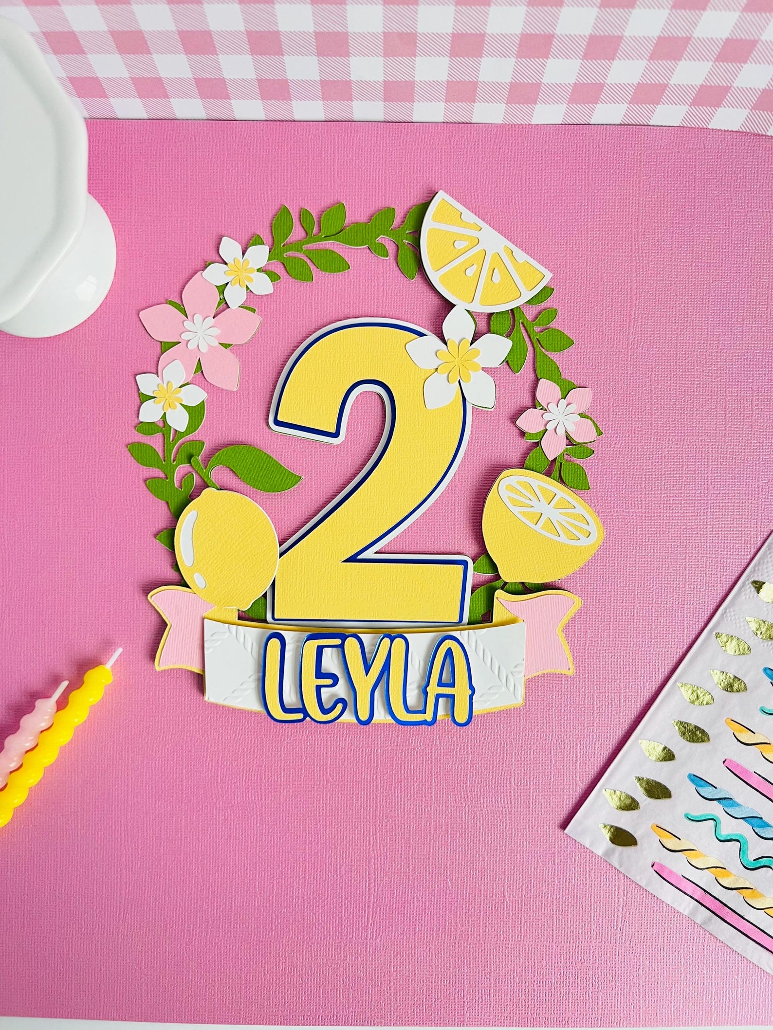 Lemon Birthday Cake Topper, Floral Baby Shower Topper, Summer Party ...