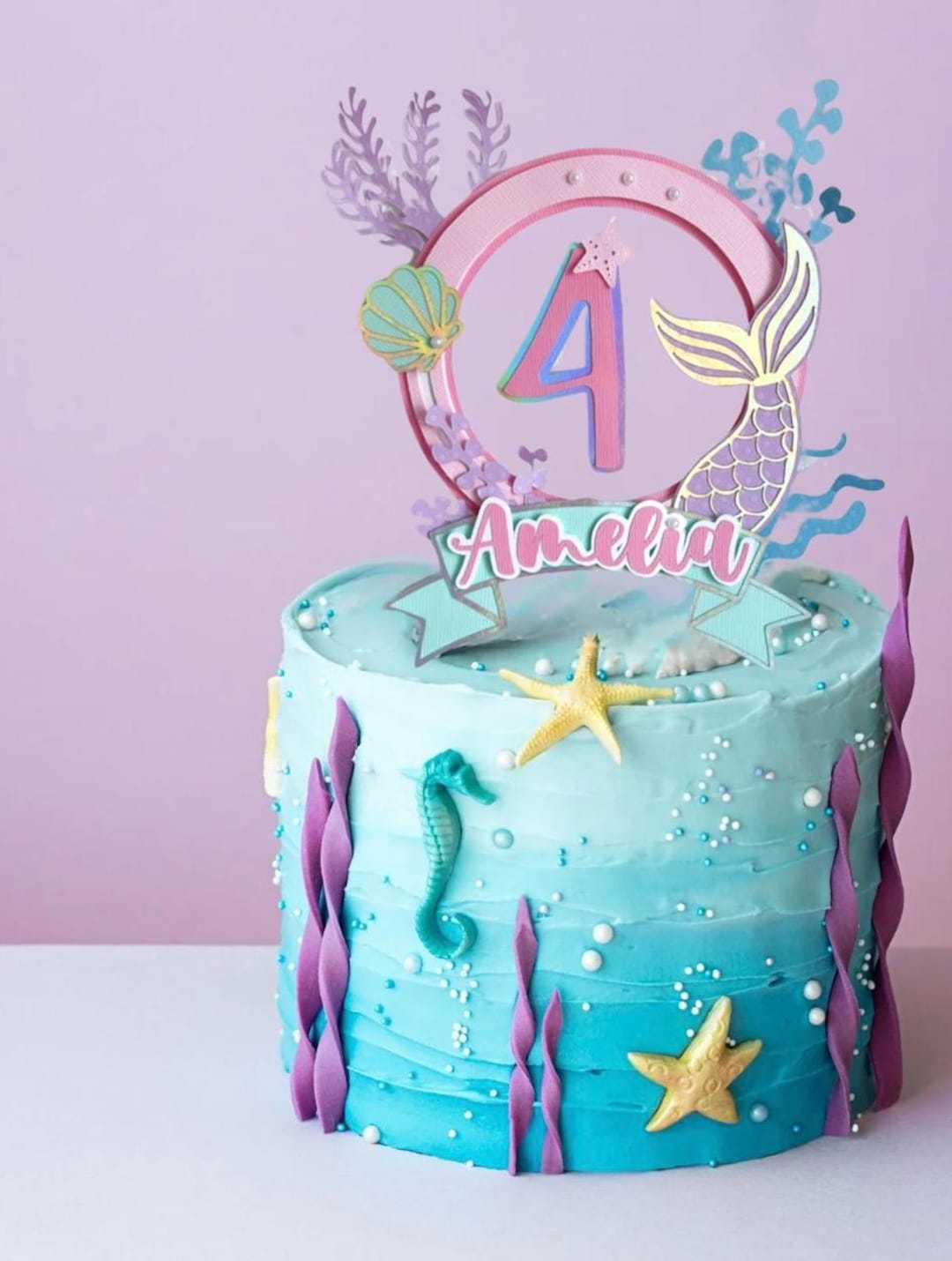 Mermaid Cake Topper, Little Mermaid Cake Topper, Under the Sea Birthday ...