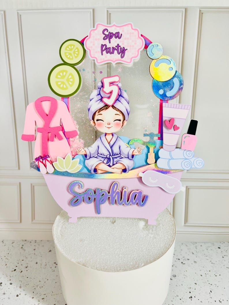 Personalized Spa Party Cake Topper, Girl's Birthday Decoration - Etsy