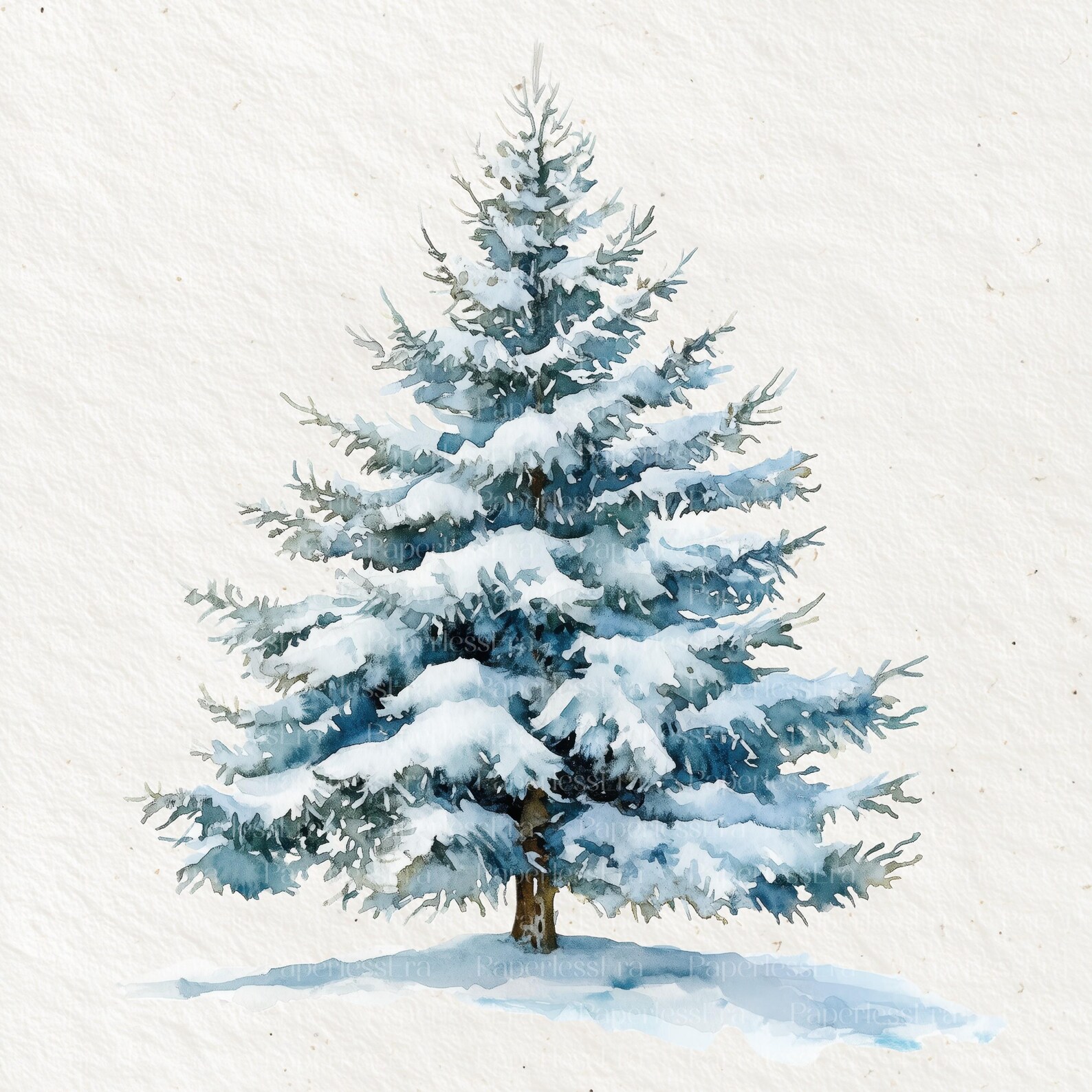 Watercolor Snow Pine Clipart: Winter Forest Trees (PNG Download) - Etsy