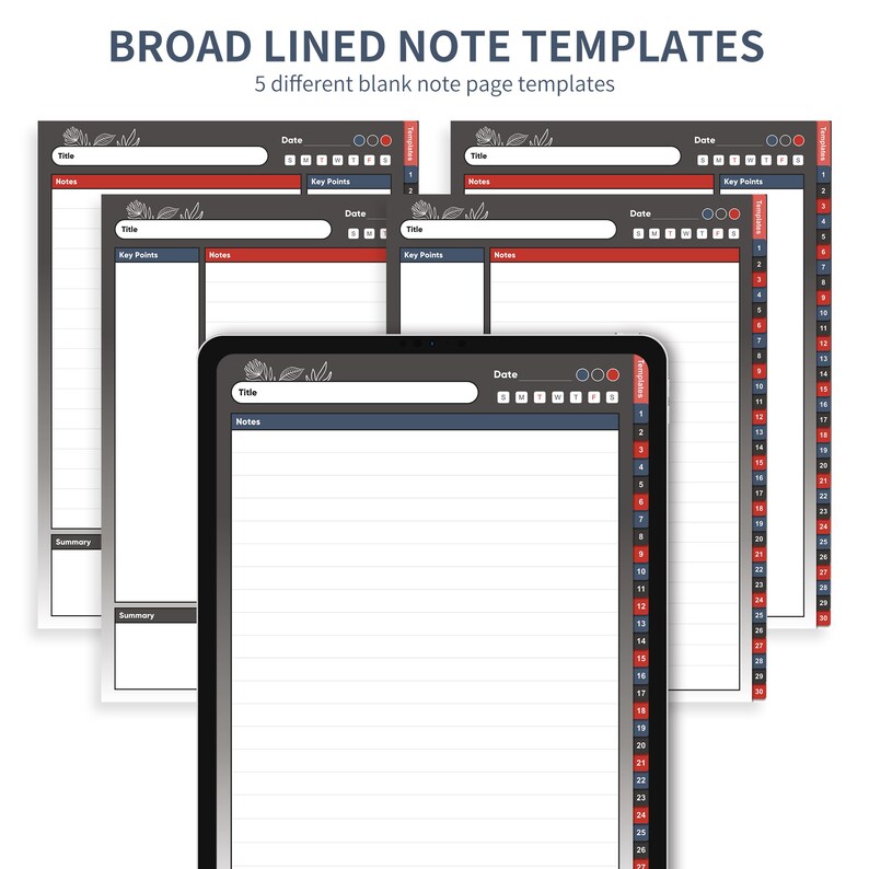 Digital Cornell Notebook: Hyperlinked Notes Template for Goodnotes ...