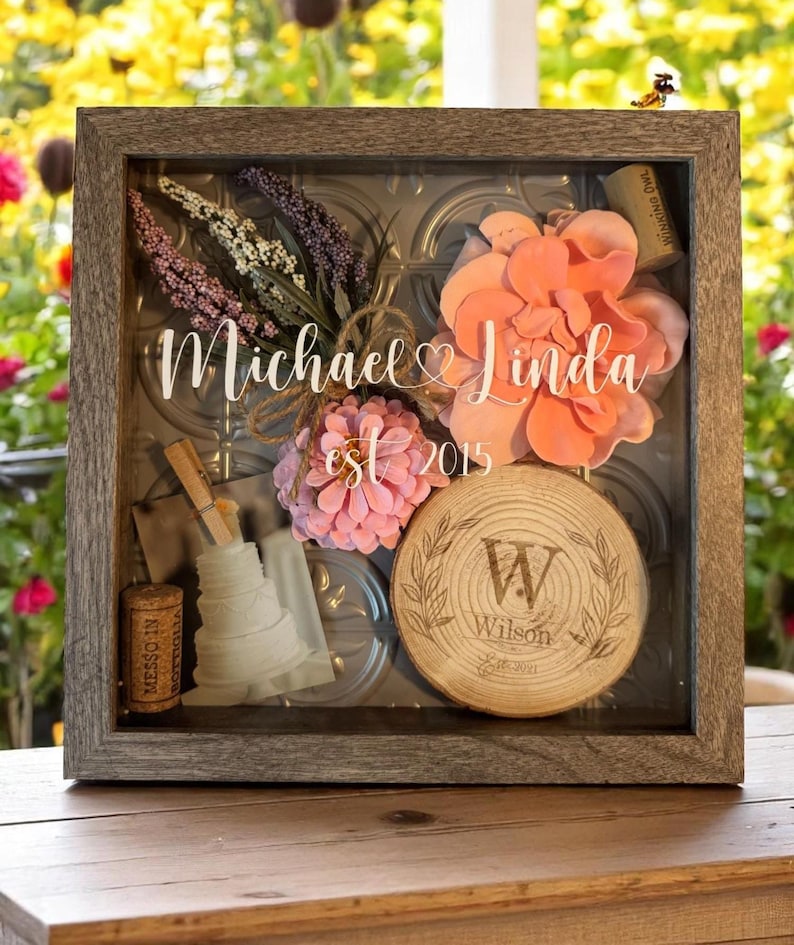 Personalized Wedding Day Keepsake Shadowbox, Custom Bride and Groom ...